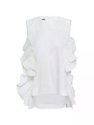 JIL SANDER Ruffled Top - White