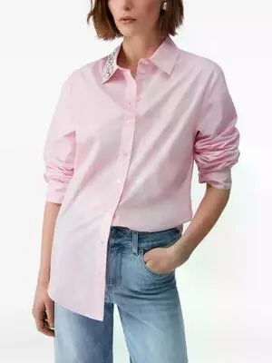 Liu Jo Cotton Poplin Shirt With Bejewelled Collar
