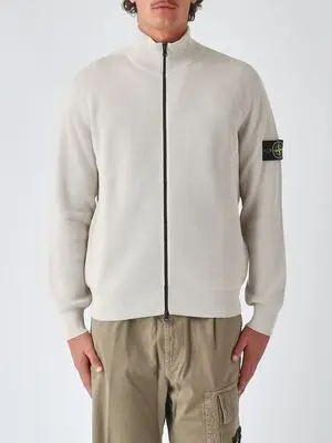 Stone Island Cotton Crew Neck Sweater With Logo Detail - Sand