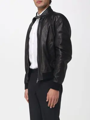 Tagliatore Leather Bomber Jacket - Black