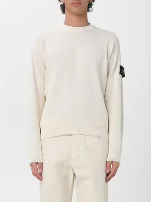 Stone Island Light Raw Hand Organic Cotton Knit Crewneck Jumper - White