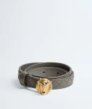 BOTTEGA  VENETA Intrecciato Leather Belt With Face Buckle - Basalt