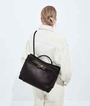 Bottega Veneta Andiamo Top Handle Bag - Espresso