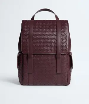 BOTTEGA  VENETA Intrecciato Leather Backpack - Deep Mahogany