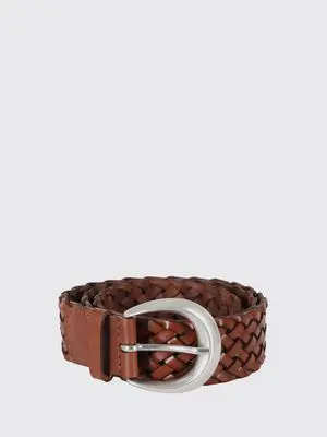 ORTIGNI Orciani Braided Leather Belt Burnt