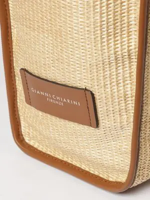 GIANNI CHIARINI Raffia Shopper Bag With Trim - Leather