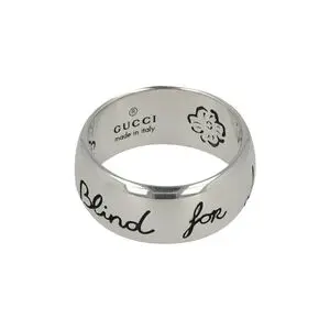 Gucci Sterling Blind For Love Engraved Ring - Silver