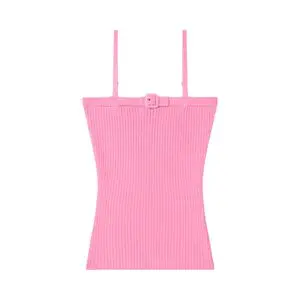 COURREGES Buckle Rib Knit Top 'party - Pink