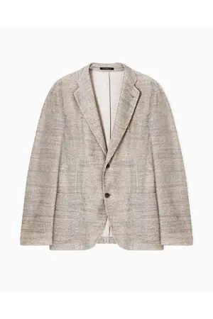Emporio Armani Icon 3d-effect Knit Single-breasted Jacket