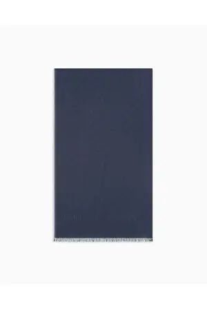 Emporio Armani Modal-blend Jacquard Stole With All-over Eagle - Navy