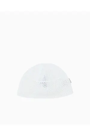 Emporio Armani Icon Punch-stitch Linen Blend Cap - White