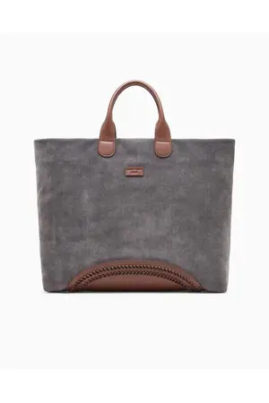 Emporio Armani Asv Suede Icon Shopper Bag - Grey