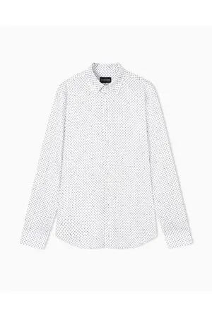 Emporio Armani Shirt With All-over Micro-pattern Print - White