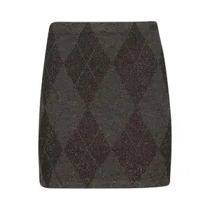 Alexander Wang A-line Skirt With Argyle Crystal Hotfix - Brown