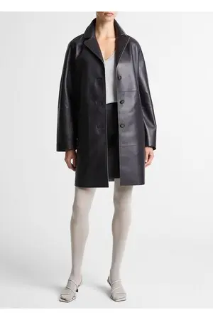 Vince Bonded Leather Coat - Blue / Navy