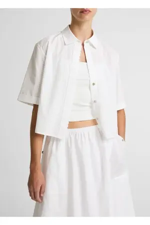 Vince Scallop-detail Cotton Button-front Shirt - White