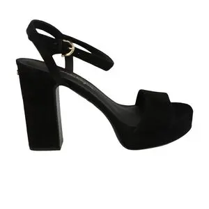 FERRAGAMO Wmns Trento Suede Platform Sandal - Black