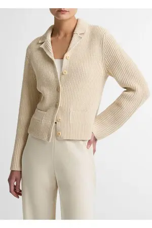 Vince Cotton-blend Pocket Cardigan - Neutral / White