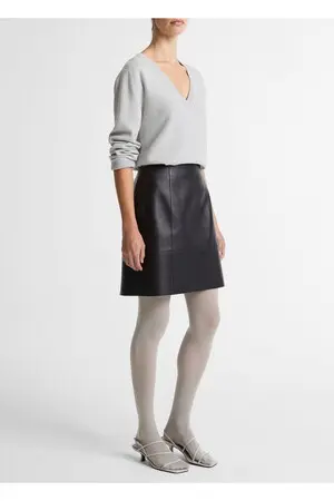 Vince Bonded Leather Mid-rise A-line Skirt