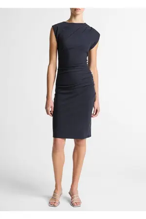 Vince Cotton Twist-Drape Dress - Denim