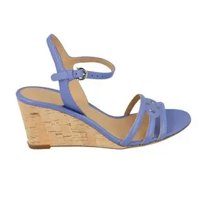 FERRAGAMO Leather Wedge Sandal - Blue