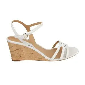 FERRAGAMO Wmns Fieri Leather Wedge Sandal - White
