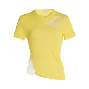 Christopher Esber Delphin Lace Rib Tee 'zest/white - Yellow