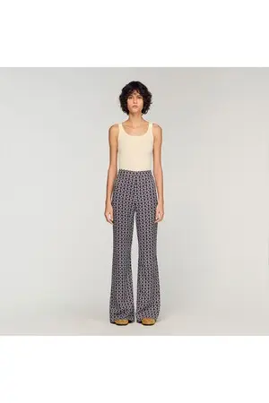 Sandro Print Flared Trousers