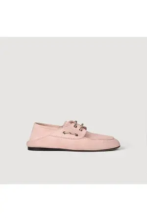 Sandro Suede Boat Shoe Loafers - Pink