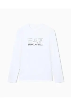 Emporio Armani Visibility Long-sleeved T-shirt In Stretch Cotton Jersey - White