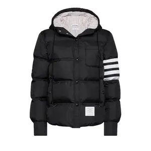 Thom Browne Shiny Ripstop Lightweight Down Filled 4 Bar Jacket - Black