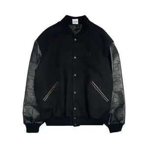 Vetements Biker Cross Embroidered Varsity Jacket - Black