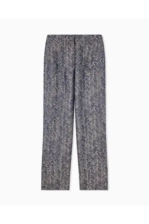 Giorgio Armani Viscose Trousers With Chevron Jacquard - Blue