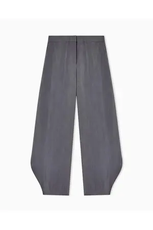 Giorgio Armani Washed Silk Trousers With Rounded Hem - Black / White / Pink / Gray