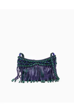 Giorgio Armani Jacquard Satin Mini Bag With Beads - Blue