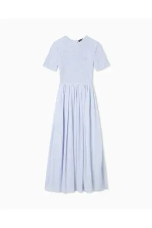 Emporio Armani Long Dress In Techno Georgette - Natural