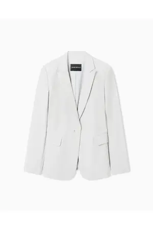 Emporio Armani Us Exclusive Compact Stretch-cotton Single-breasted Jacket - Black / White / Pink / Gray