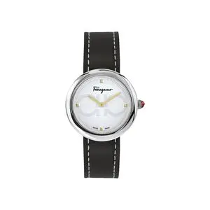 FERRAGAMO Chic Leather Watch 'stainless Steel - Silver