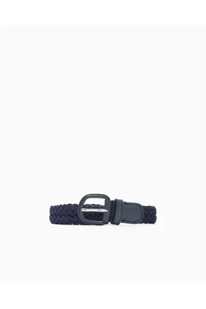 Giorgio Armani Woven Suede Belt - Navy