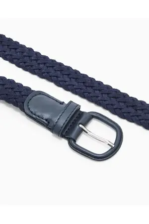 Giorgio Armani Woven Suede Belt - Navy