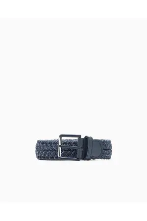 Giorgio Armani Braided Belt With Buckle - Navy