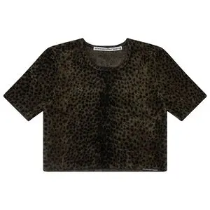 Alexander Wang Leopard Cropped Tee Shirt - Brown