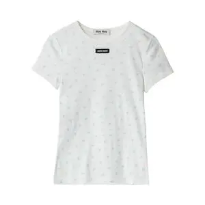 Miu Miu Costina Print T-shirt 'bianco/azzurro - White