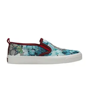 Gucci Wmns Gg Supreme Canvas Slip-on Floral - Blue