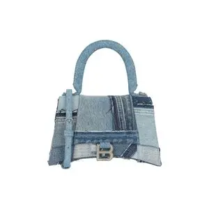 Balenciaga Hourglass Denim Patchwork Top Handle Bag