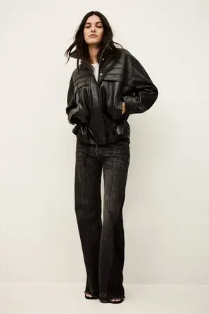 Ba&sh Kassia Oversize Leather Jacket - Black