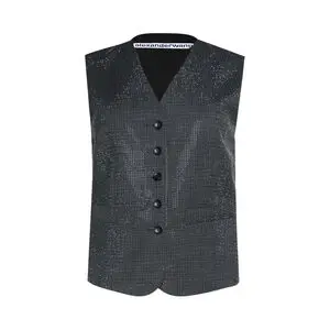Alexander Wang V-neck Tailored Vest W/ Allover Hotfix - Grey