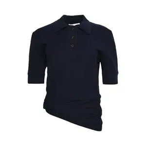 Victoria Beckham Twist Detail Polo Top 'navy - Blue
