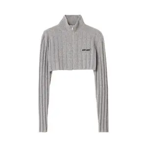 Miu Miu Ribbed Cardigan - Grey