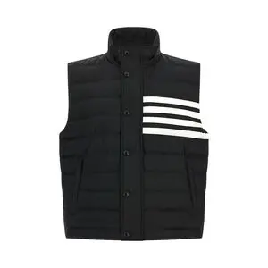 Thom Browne 4 Bar Downfill Vest In Shiny Ripstop - Black